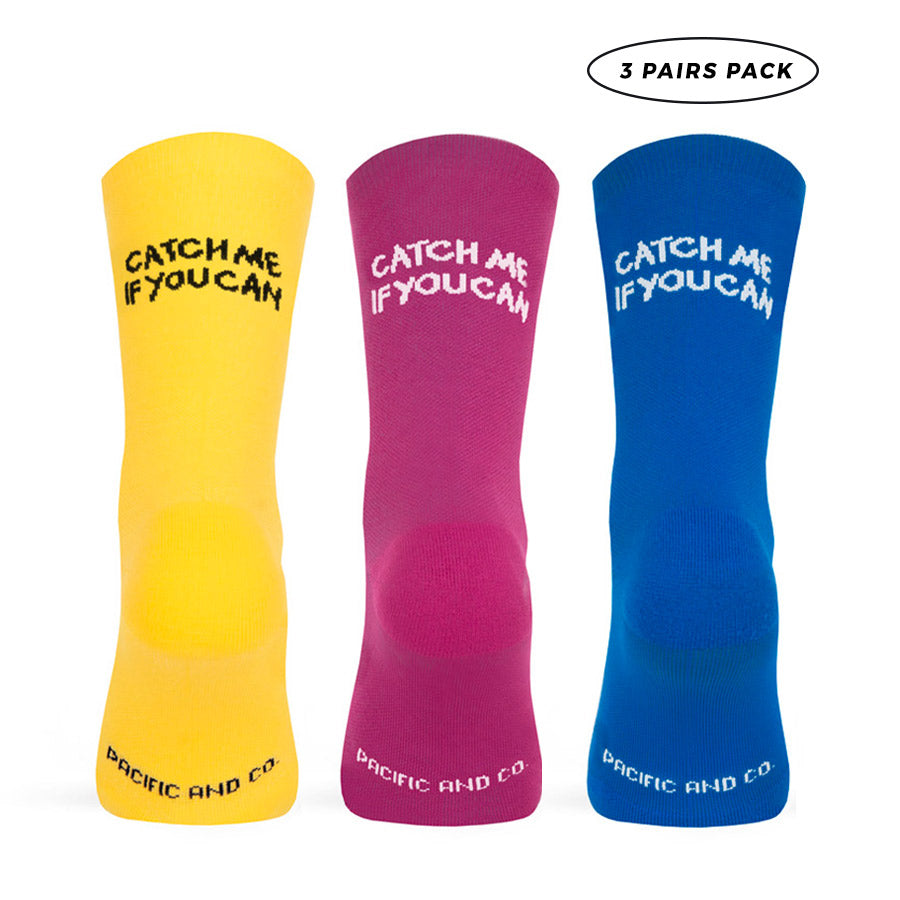 Saver Pack of 3 Socks with Catch Me If You Can Message | Pacific and Co.
