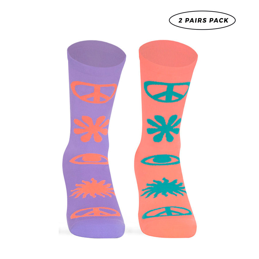Peace Running and Cycling Socks - 2 Pack - Purple and Coral | Pacific ...