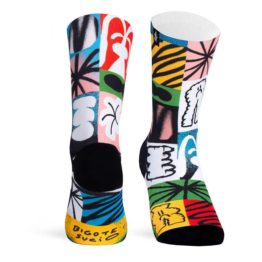 Dirty Moustache Trash Art Style Multicolour Full Print Socks | Pacific ...