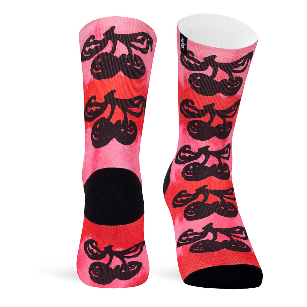 Pink-Red Gradient Full Print Socks with Cherries | Pacific and Co ...