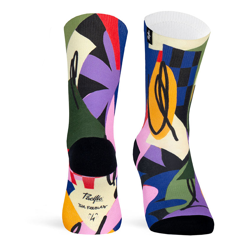 Dark Tone Full Print Socks with Geometric Design - The Feebles Night ...