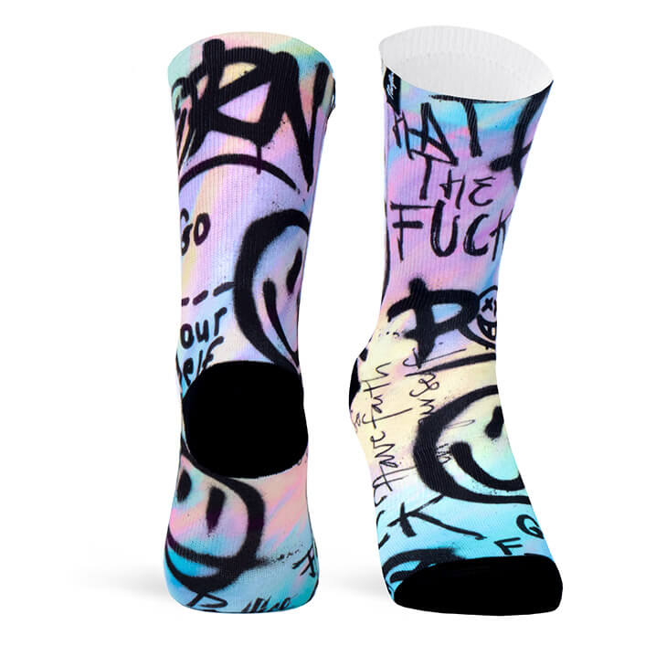 ACID COLOR Socks with Multicolor Graffiti Print | Pacific and Co. | Coolmax
