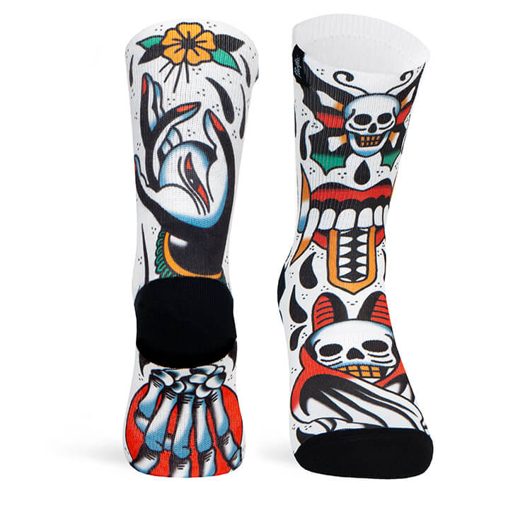 Full Print Socks with Traditional Tattoo Design - Bat, Sacred Hand and ...